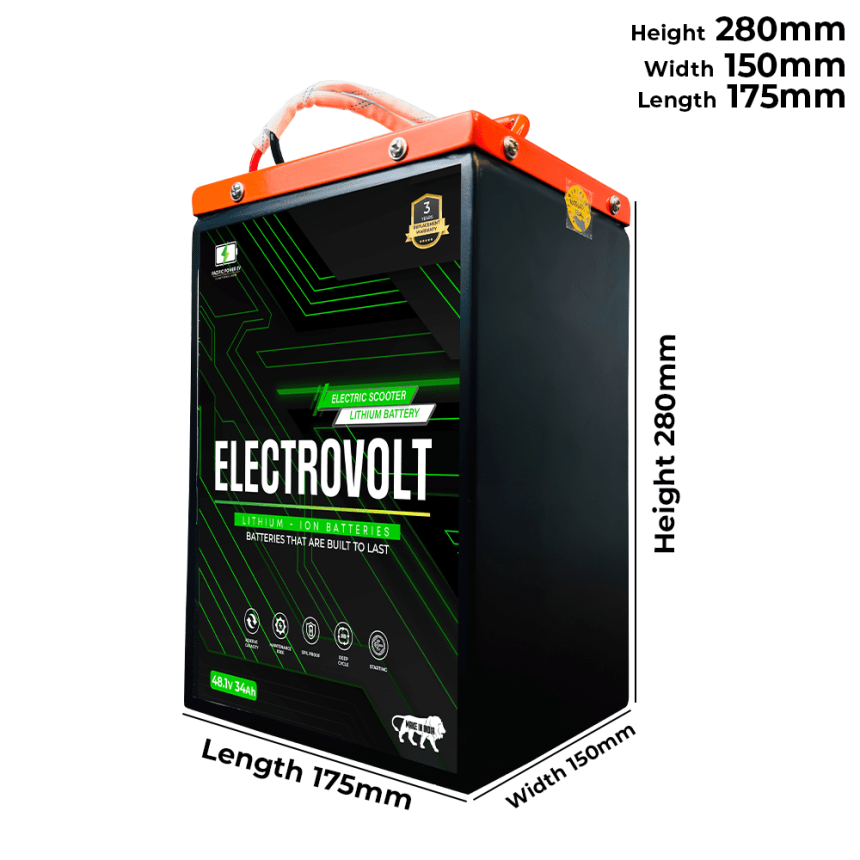 Electrovolt 48.1V 34Ah Lithium Ion Battery for Electric 2-wheeler ...